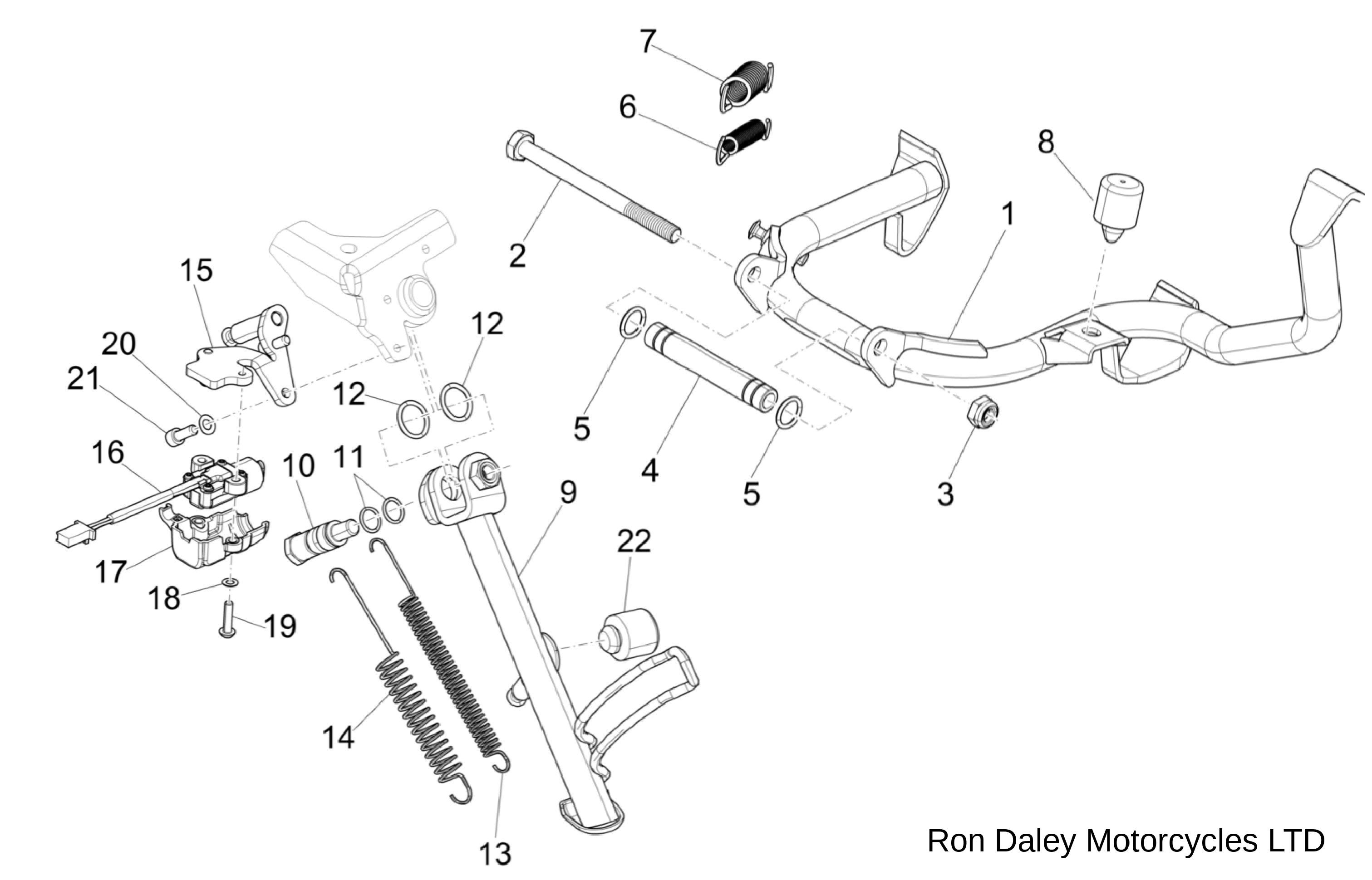 Vespa GTS 125-300 Centre Stand Assembly