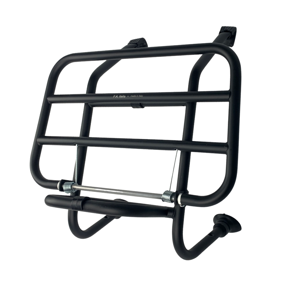 F.A. ITALIA Vespa Black Front Luggage Rack PX, T5, Lambretta (series 1